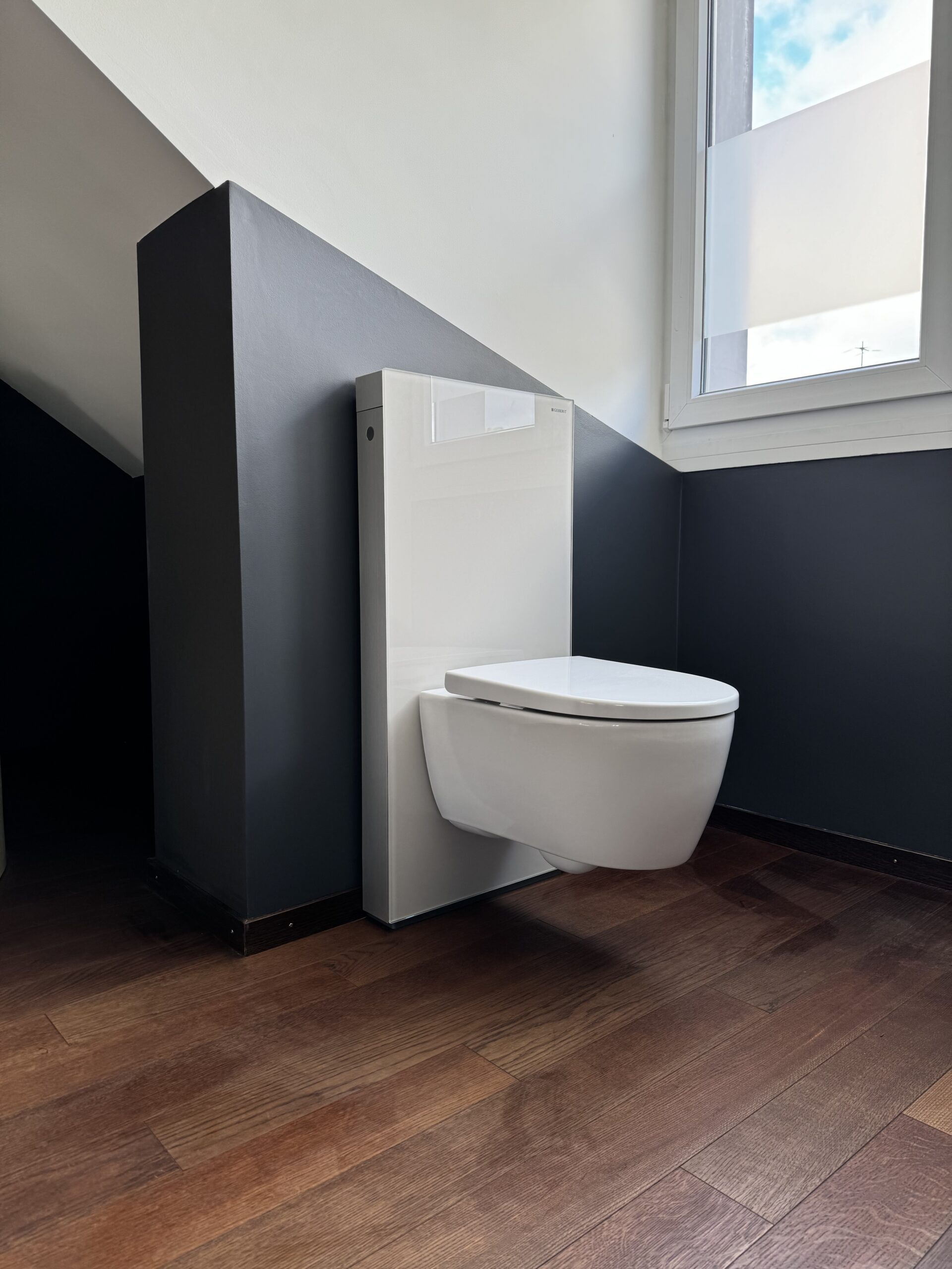 Création d'un espace avec WC suspendu et module Geberit Monolith